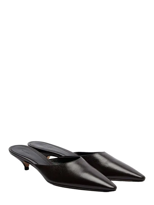 THE ROW Mica Leather Mules - Brown