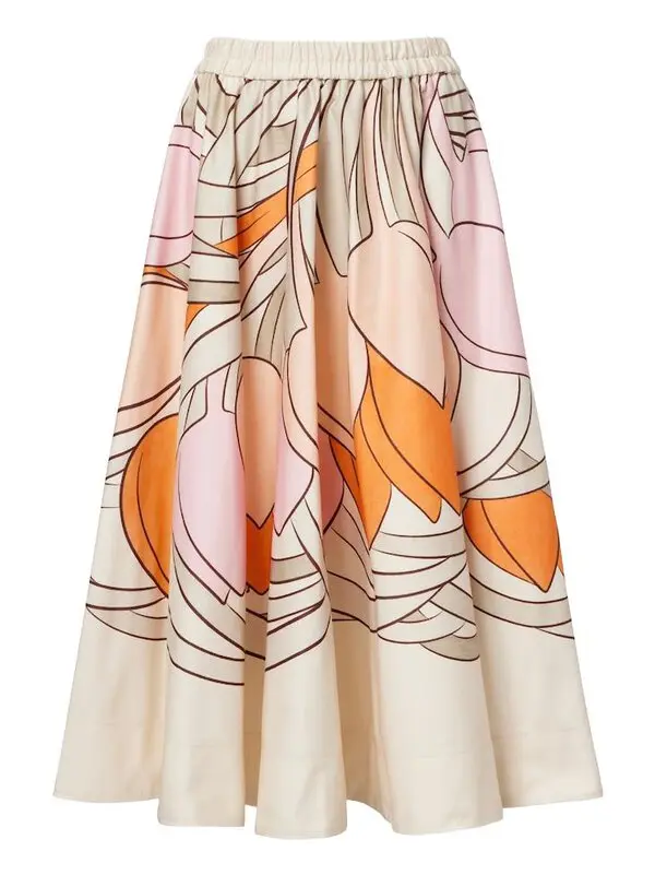 La DoubleJ Ballerina Floral Cotton Midi Skirt - Multicoloured