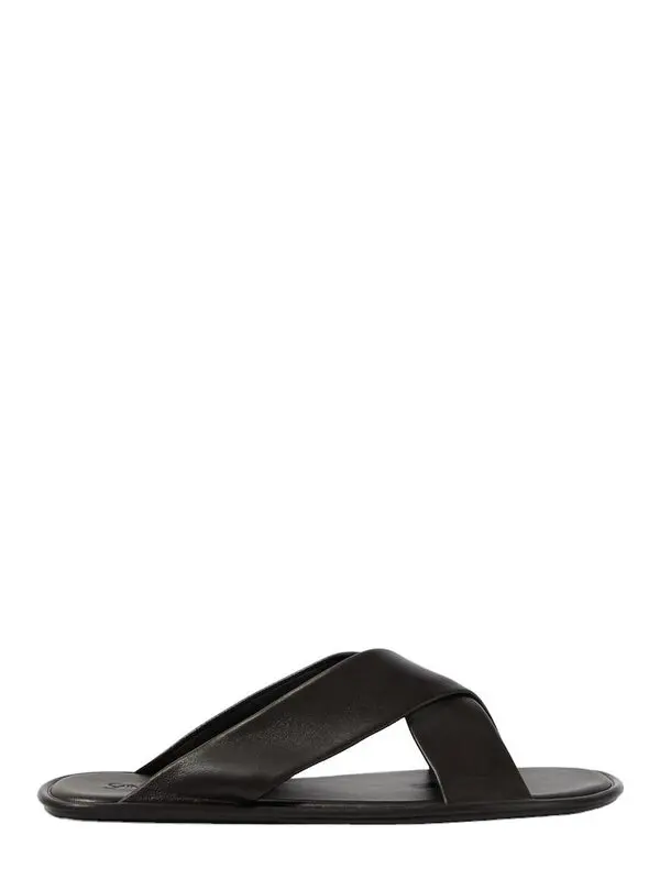 Saint Laurent Carlyle Leather Sandals - Brown