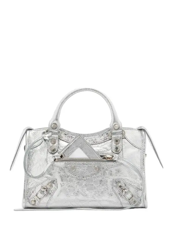 Balenciaga Le City Small Metallic Leather Tote Bag - Silver