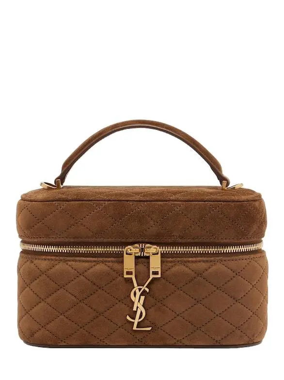Saint Laurent Gaby Mini Quilted Vanity Bag - Brown