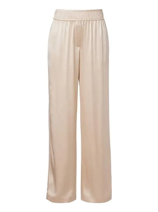 Brunello Cucinelli Silk-blend Satin Wide-leg Pants - Beige