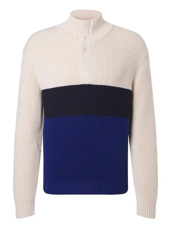 Dunhill Colorblocked Cotton And Silk Sweater - Blue
