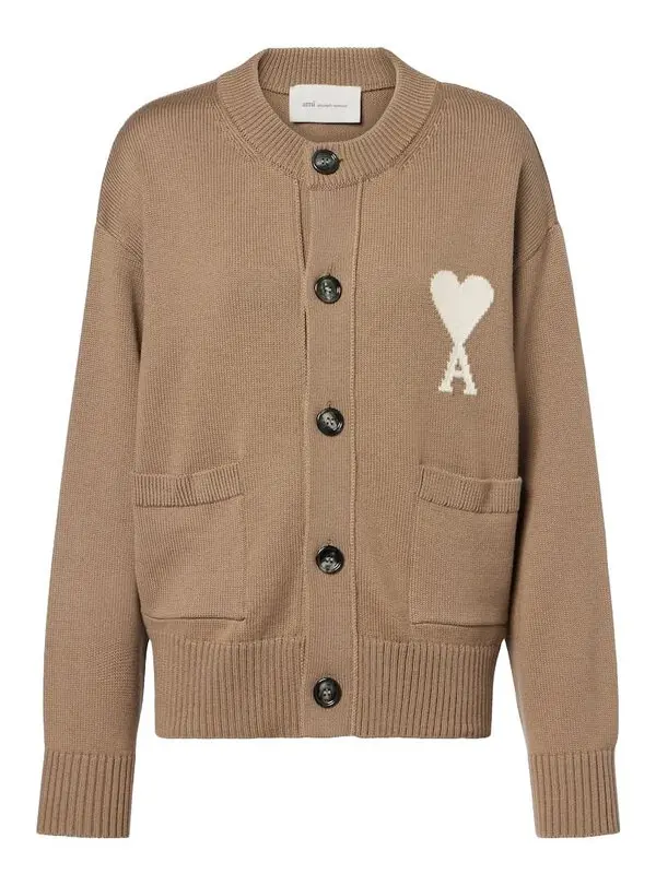 Ami De Cœur Wool And Cotton Cardigan - Beige