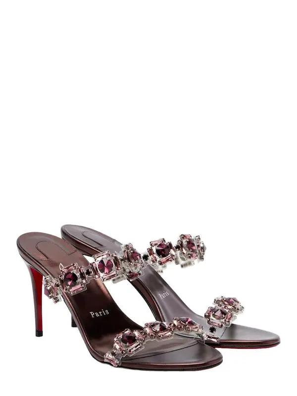 CHRISTIAN LOUBOUTIN Just Jewel 85 Embellished Mules - Pink