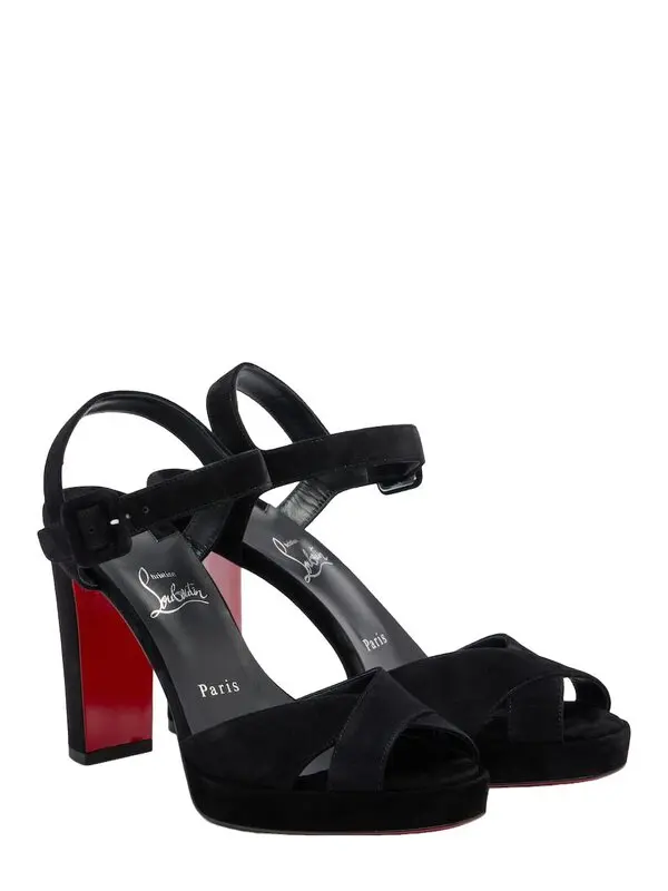 CHRISTIAN LOUBOUTIN Cora 100 Suede Sandals - Black