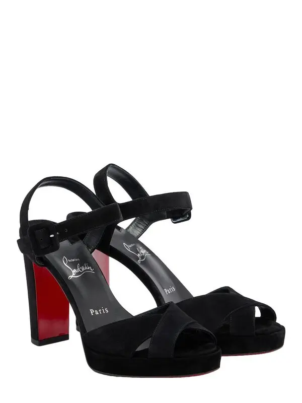 CHRISTIAN LOUBOUTIN Cora 100 Suede Sandals - Black