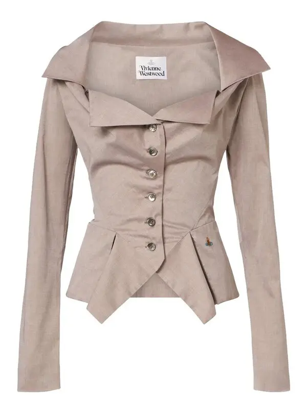 VIVIENNE WESTWOOD Monday Peplum Cotton Poplin Shirt - Brown