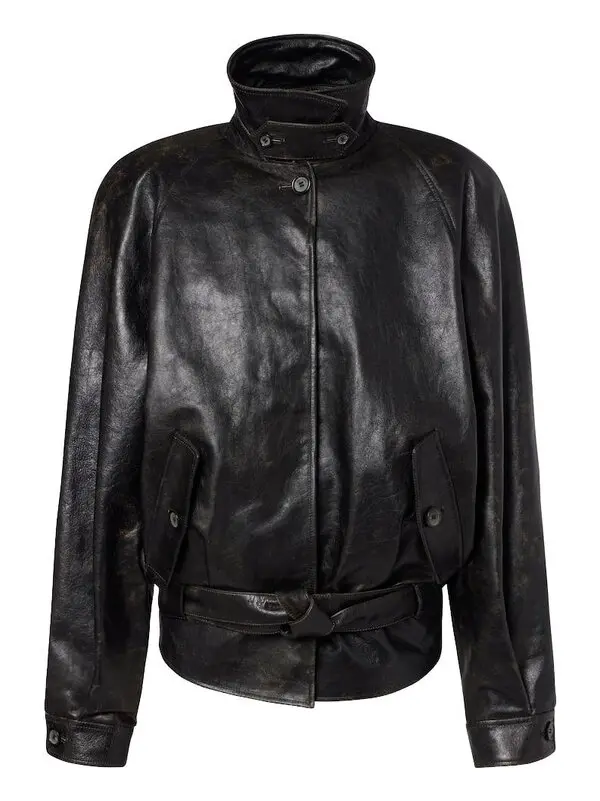 Magda Butrym Belted Leather Jacket - Black