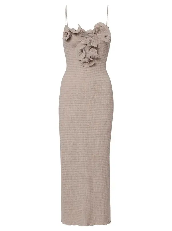 Magda Butrym Floral-appliqué Midi Dress - Beige