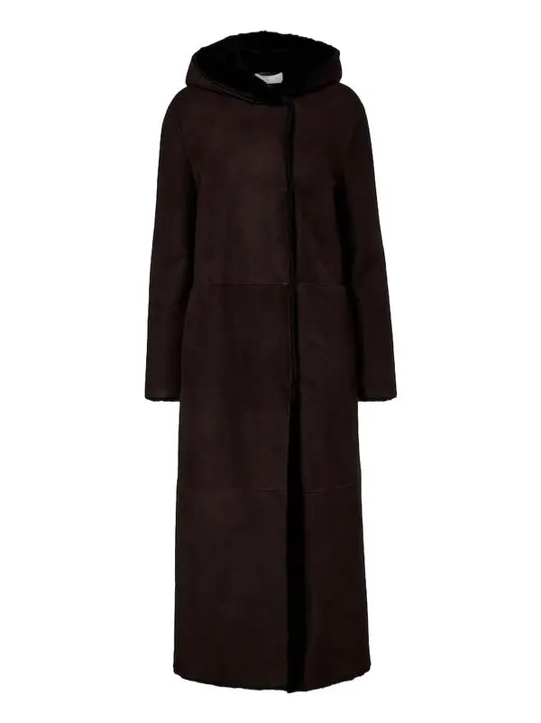 THE ROW Anaya Hooded Shearling-trimmed Suede Coat - Brown