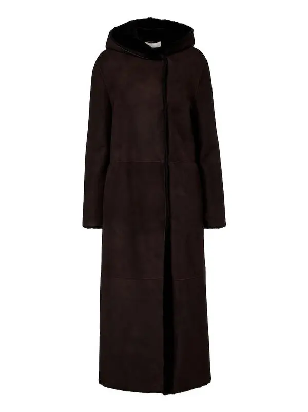 THE ROW Anaya Hooded Suede Coat - Brown