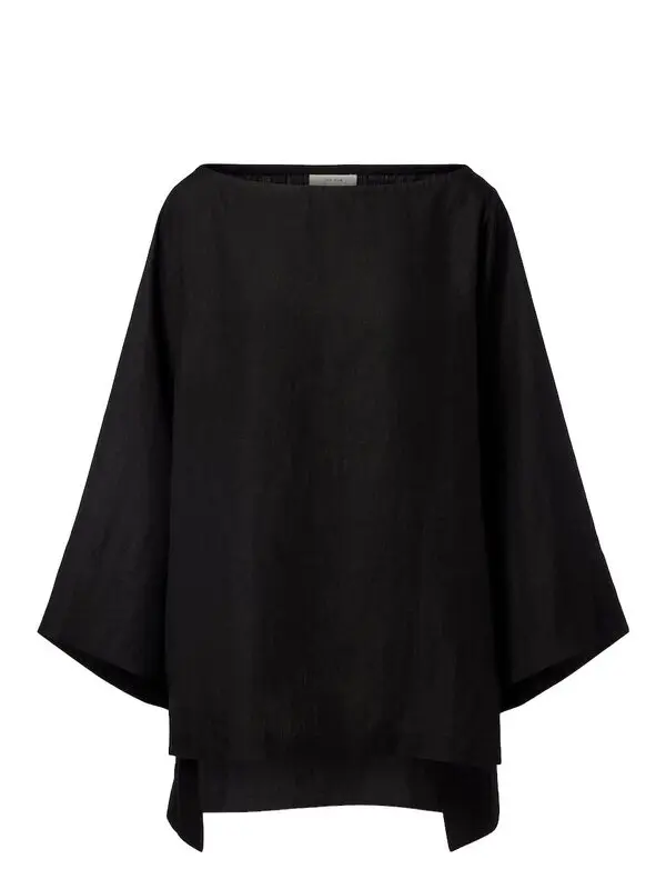 THE ROW Junia Linen Top - Black