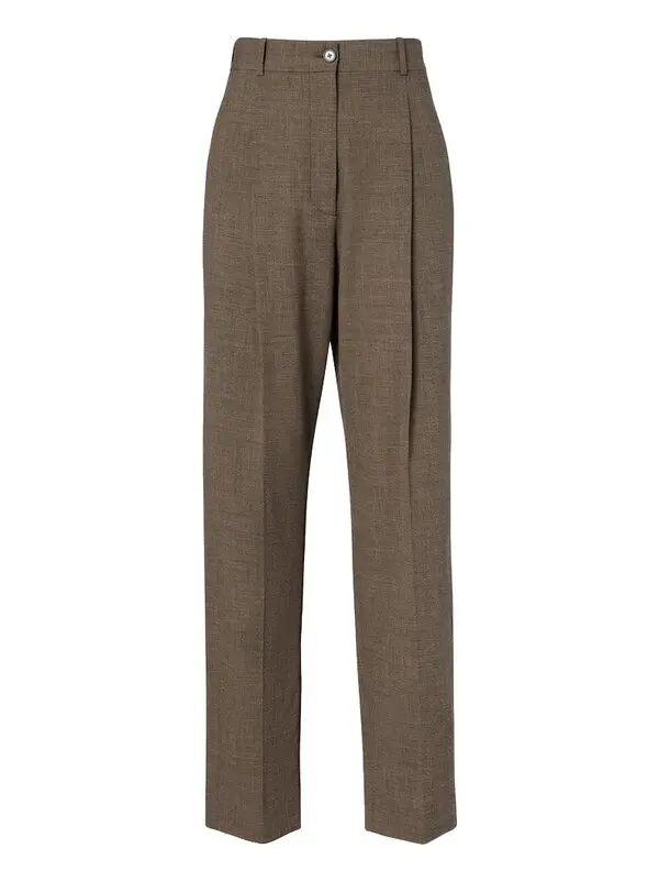 THE ROW Gianni Wool Straight Leg Trousers - Beige