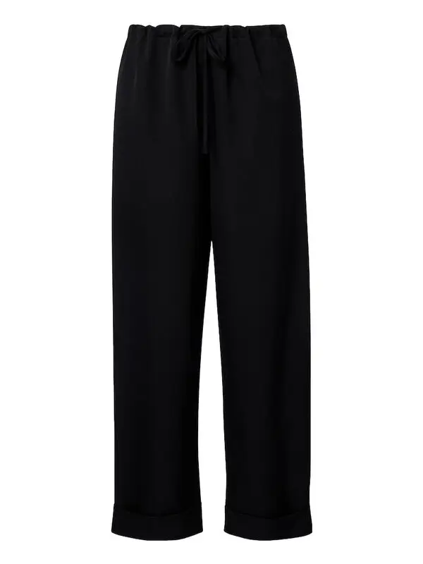 THE ROW Delano Wool Straight Leg Pants - Black