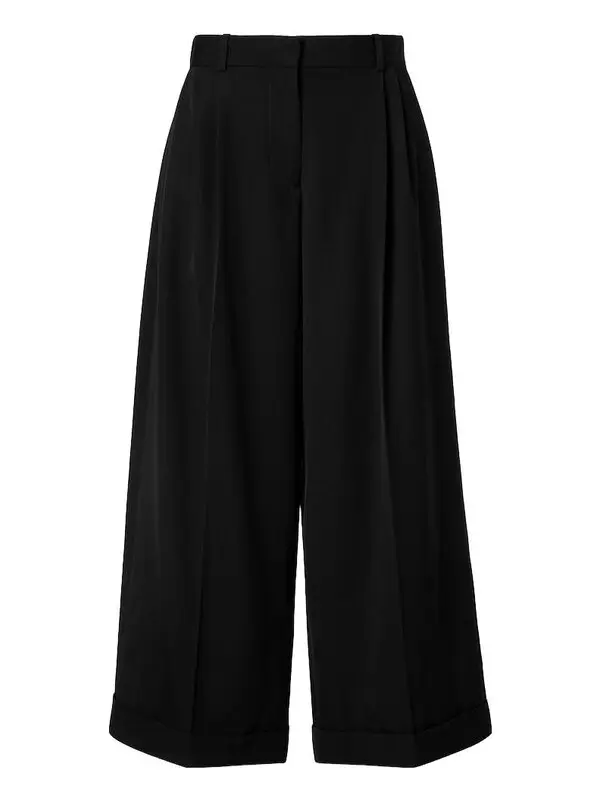 THE ROW Wool Gabardine Wide-leg Pants - Black