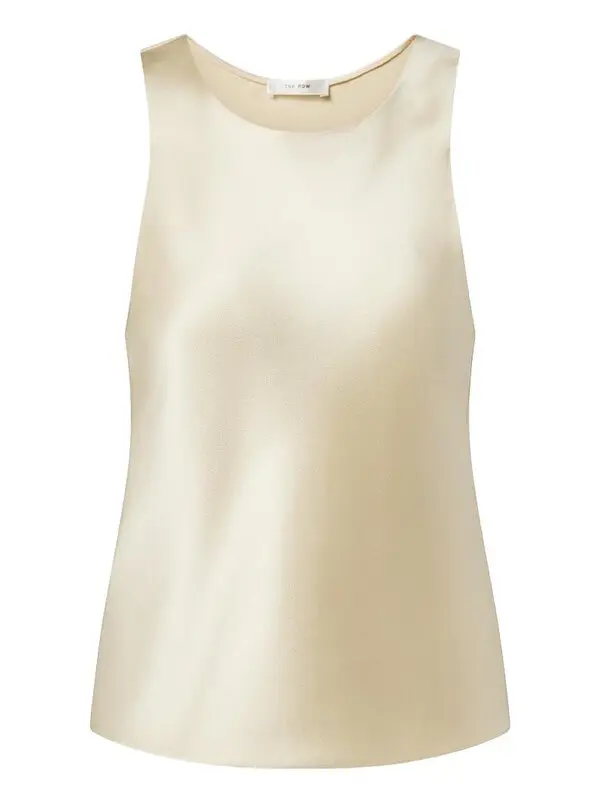 THE ROW Faustino Silk Satin Top - White