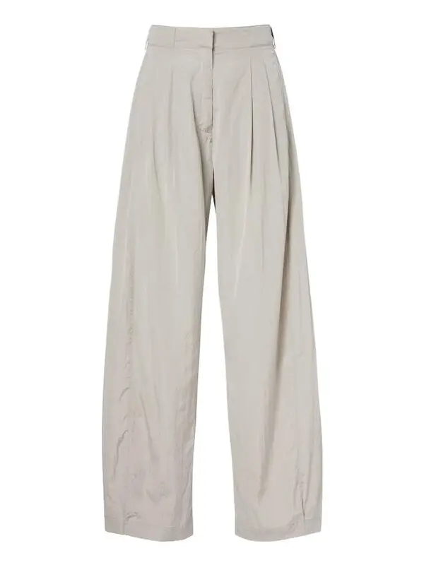 THE ROW Pleated Silk-blend Straight Pants - Grey