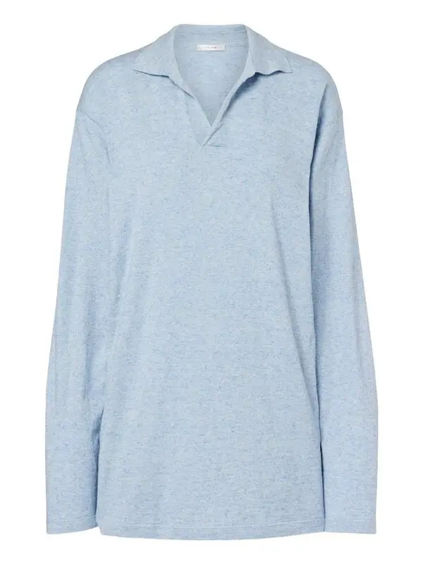 THE ROW Niosa Cotton And Linen Polo Sweater - Blue