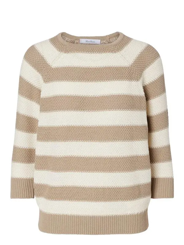 Max Mara Ellisse Striped Cotton Sweater - Beige