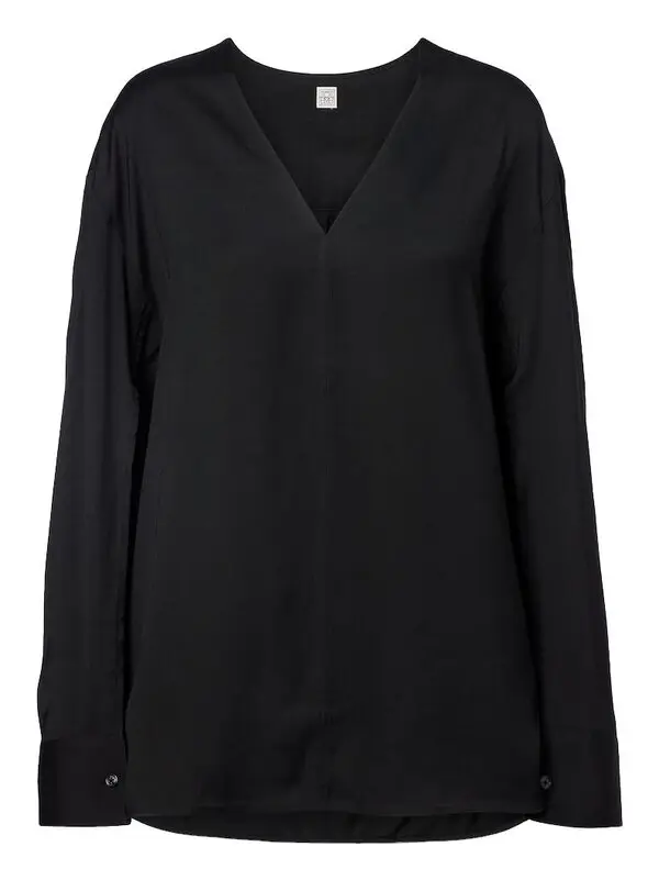TOTEME Oversized Viscose Blouse - Black