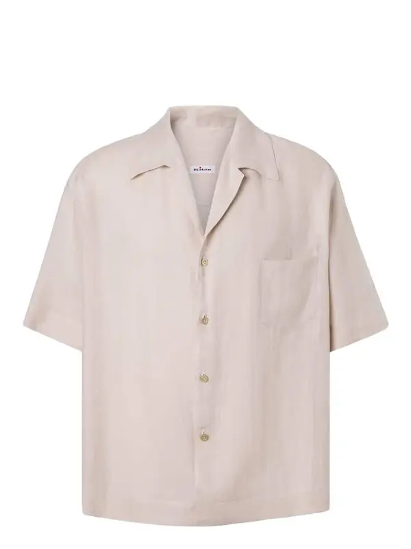 Kiton Linen Bowling Shirt - White