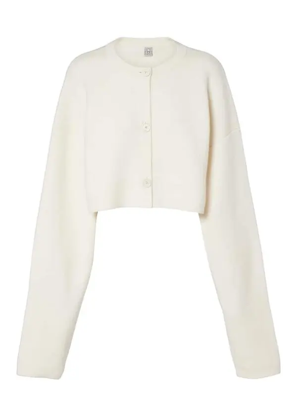 TOTEME Cropped Wool-blend Cardigan - White