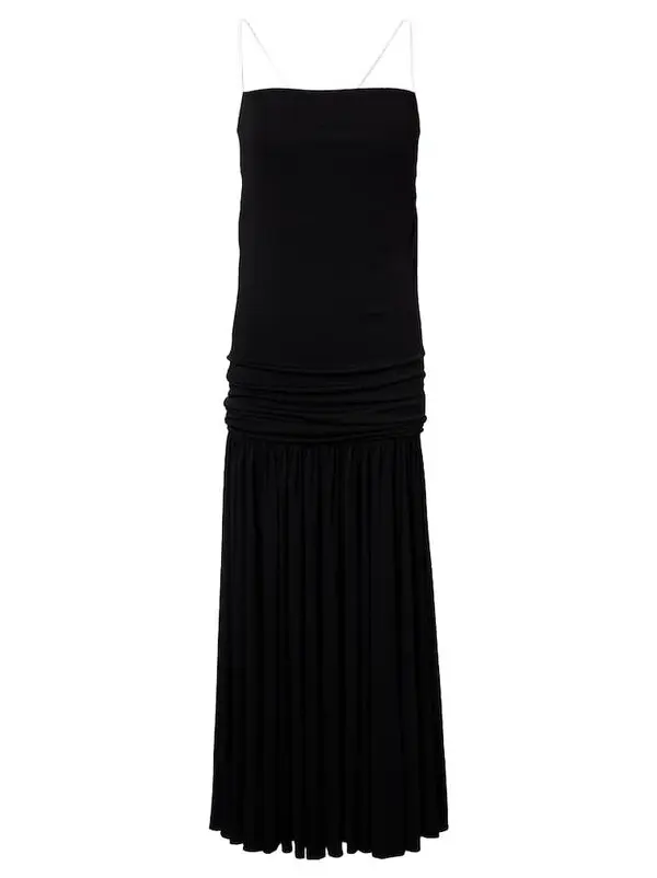 Jacquemus Abiha Gathered Jersey Midi Dress - Black