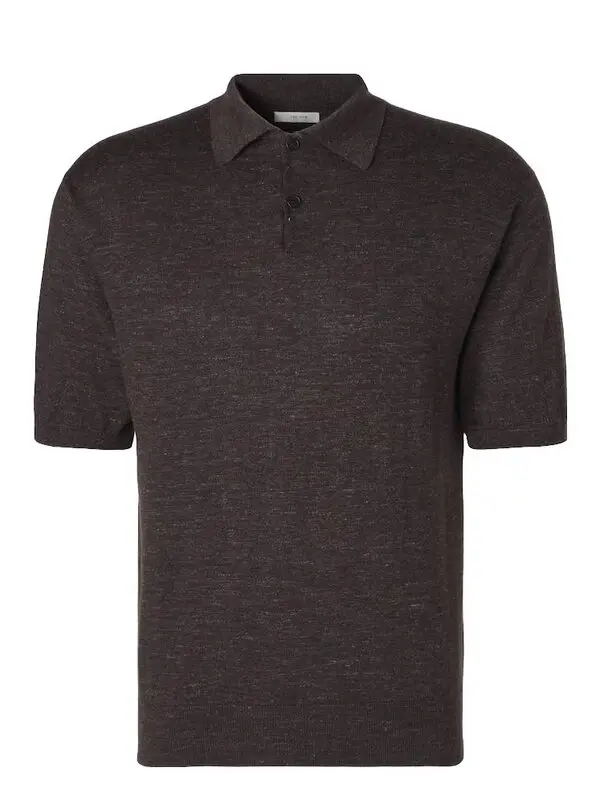 THE ROW Borges Cashmere, Silk, And Linen Polo Shirt - Brown