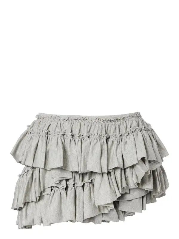 Dries Van Noten Ruffled Asymmetric Cotton Miniskirt - Grey