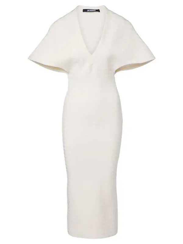 Jacquemus Knitted Midi Dress - White
