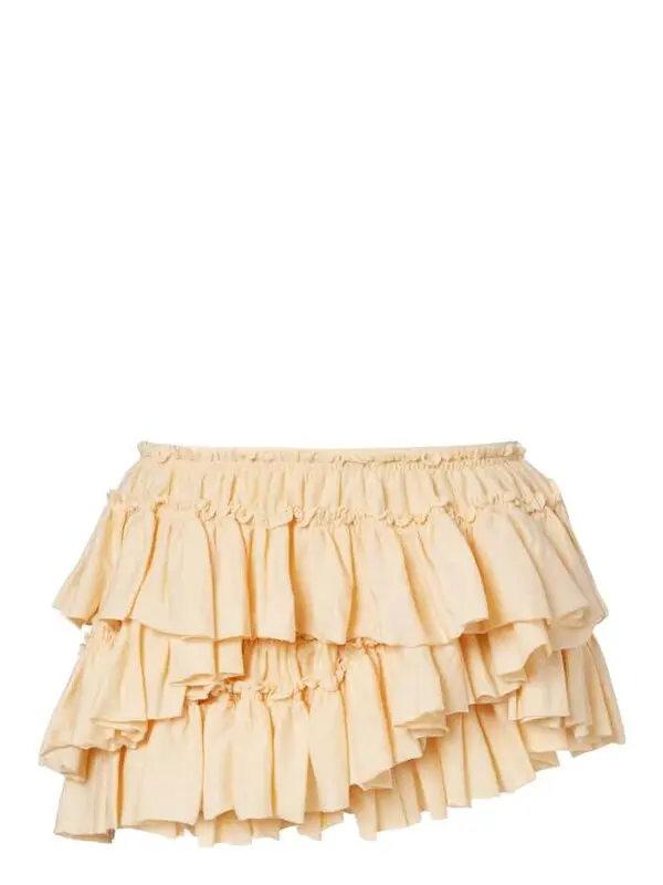 Dries Van Noten Ruffled Asymmetric Cotton Miniskirt - Orange