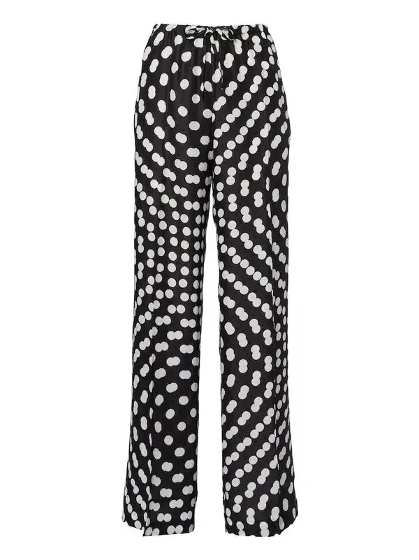 Dries Van Noten Polka-dot Silk Wide-leg Pants - Black