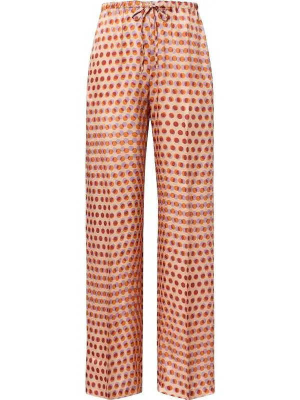 Dries Van Noten Polka-dot Silk Wide-leg Pants - Orange