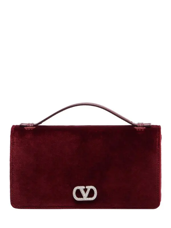 Valentino Garavani Vlogo Velvet Crossbody Bag - Red