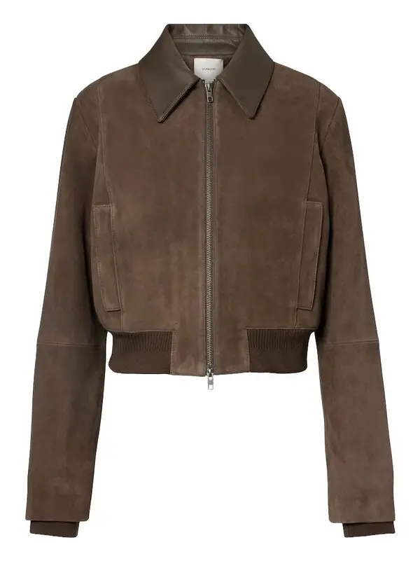 Vince Suede Blouson Jacket - Brown