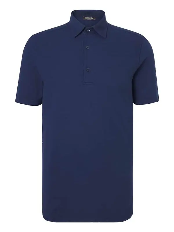 Loro Piana Brenna Cotton Piqué Polo Shirt - Blue