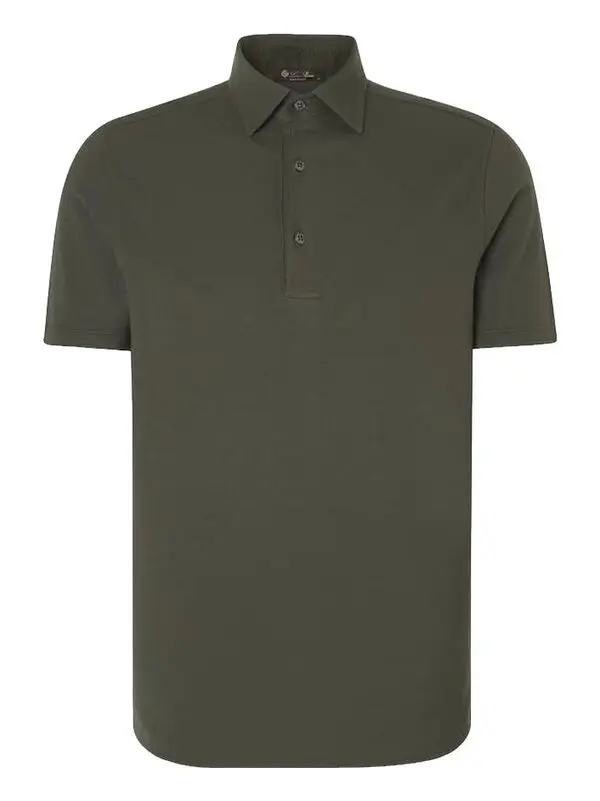 Loro Piana Brenna Cotton Piqué Polo Shirt - Green