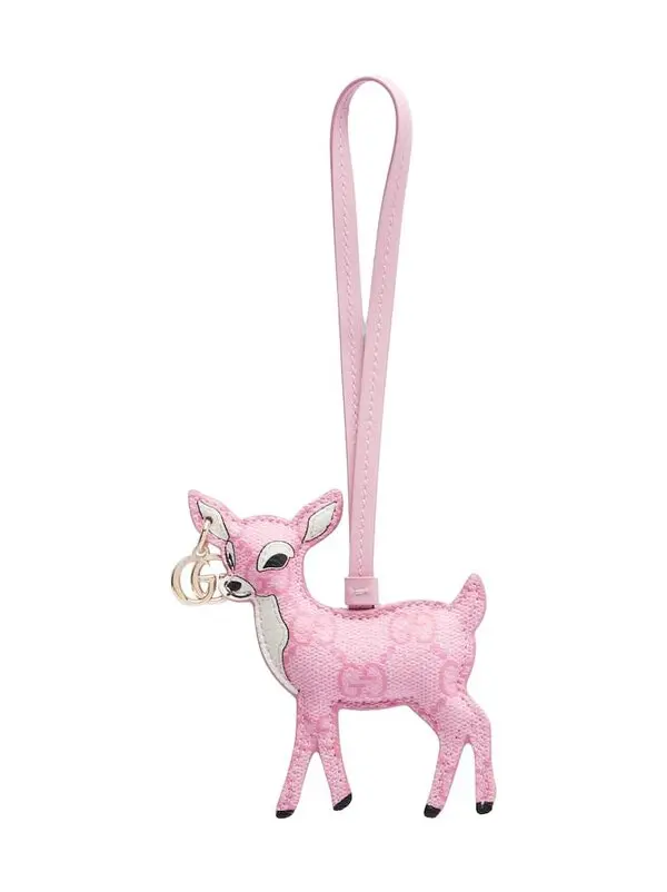 Gucci Deer Gg Bag Charm - Pink