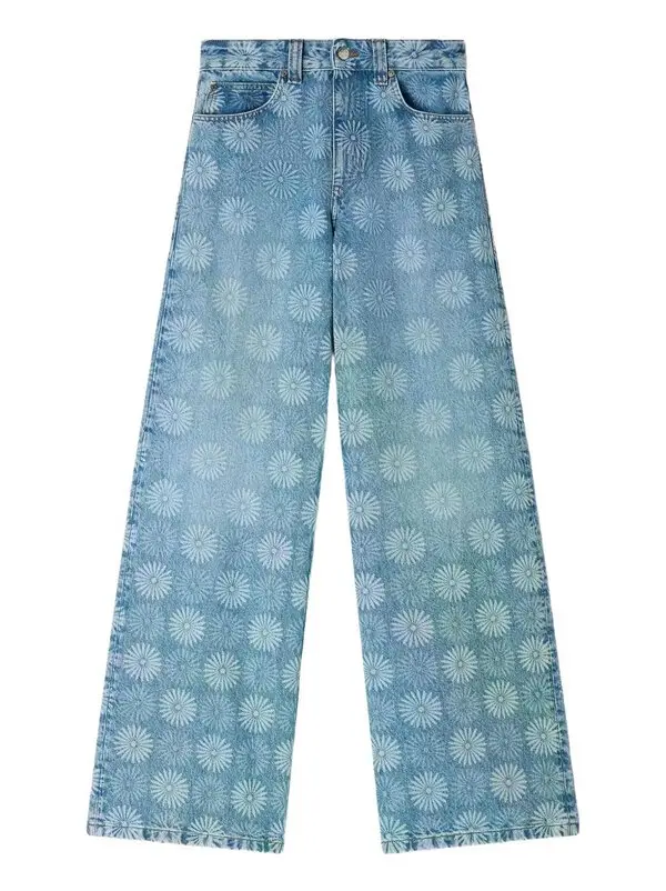 Sandro Jeans Anchos Con Motivo Floral | | Hn - Azul