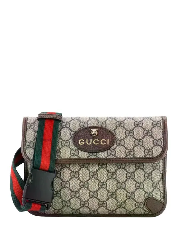 Gucci Neo Vintage Flap Gg Coated Canvas Belt Bag - Brown