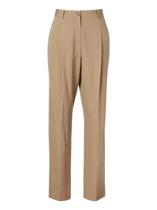 THE ROW Gianni Wool Straight Trousers - Beige