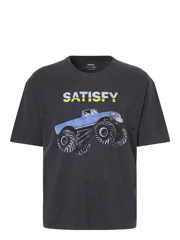 Satisfy Mothtech Distressed Cotton Jersey T-shirt - Black