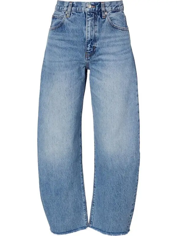 FRAME Bubble Cropped Barrel-leg Jeans - Blue