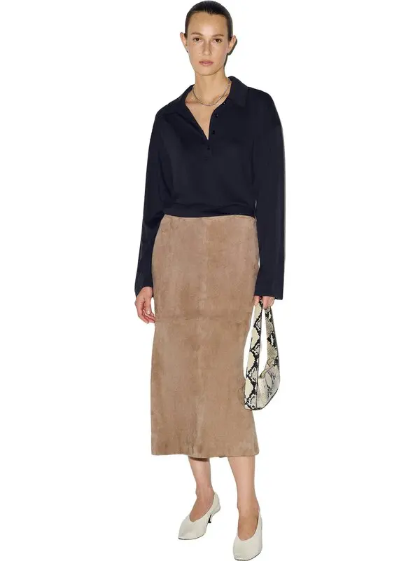 REFORMATION Mellen Polo Knit Top - Black