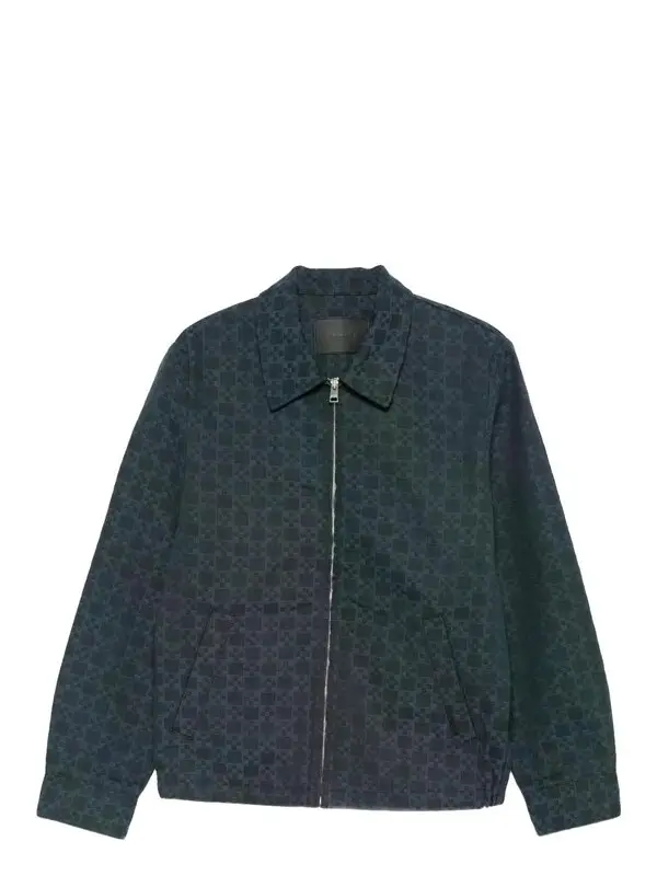 Sandro Square Pattern Zip Jacket - Blue
