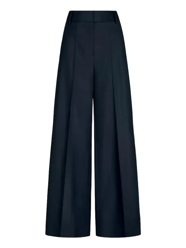 Oscar De La Renta Wide-leg Wool-blend Pants - Blue
