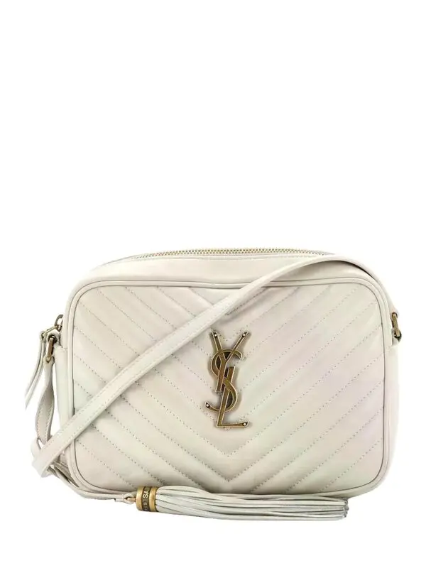 Saint Laurent Lou Camera Small Crossbody Bag Matelasse Chevron Leather - Neutrals