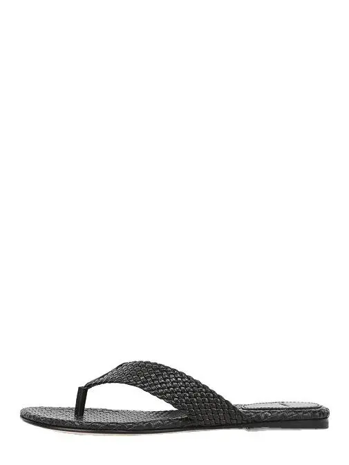 Vince Lotus Leather Thong Sandals - Black