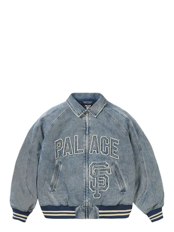 PALACE X San Francisco Giants Denim Varsity Jacket - Grey